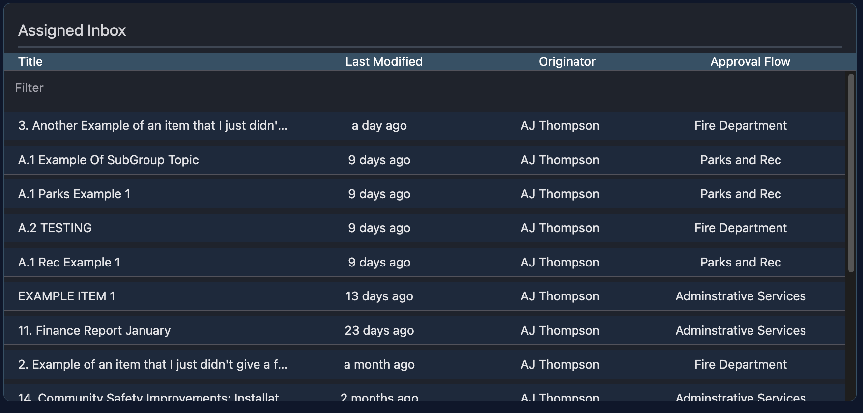 Assigned Inbox - AgendaLink